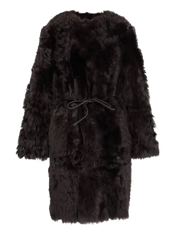 Zimmermann Belted Shearling Coat - Dark Brown