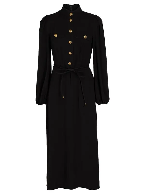 Zimmermann Belted Crepe Midi Shirt Dress - Black