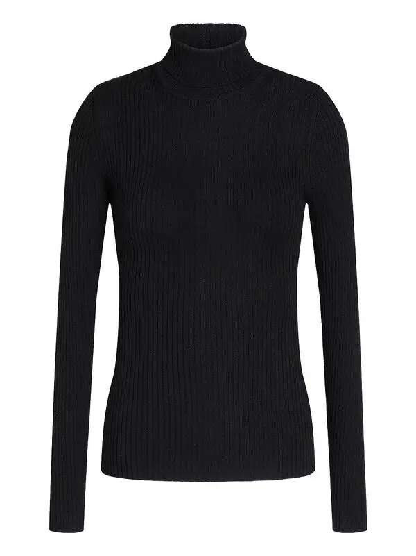 Zimmermann Ribbed Merino Wool Turtleneck Sweater - Black