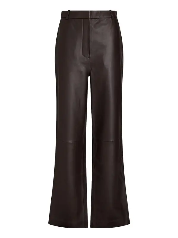 Zimmermann Leather Straight-leg Pants - Dark Brown
