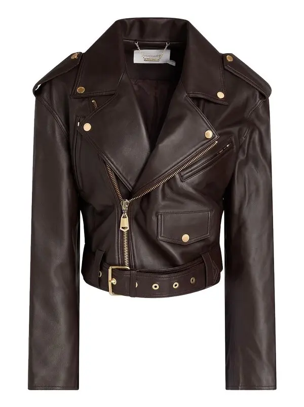 Zimmermann Leather Biker Jacket - Chocolate