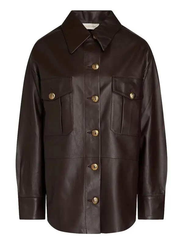 Zimmermann Leather Shirt - Dark Brown