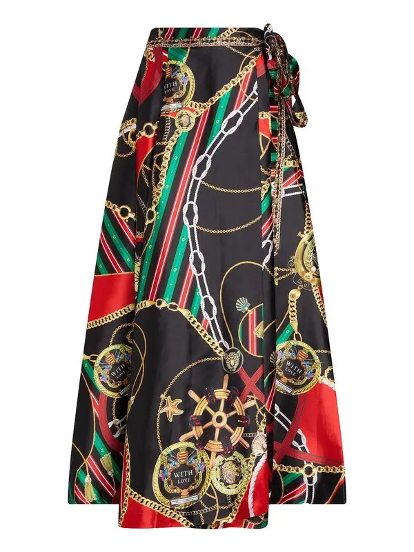 Camilla Crystal-embellished Printed Maxi Wrap Skirt - Black