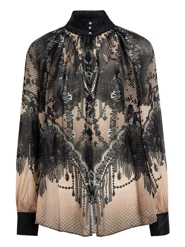 Camilla Crystal-embellished Silk Crepe De Chine Blouse - Black