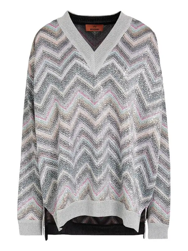 Missoni Sequin-embellished Crochet-knit Sweater - Gray