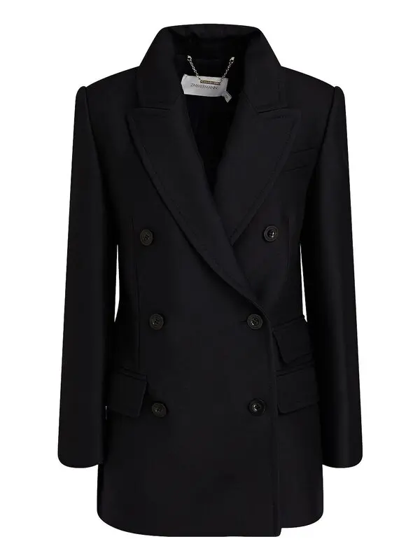 Zimmermann Double-breasted Wool-blend Blazer - Black