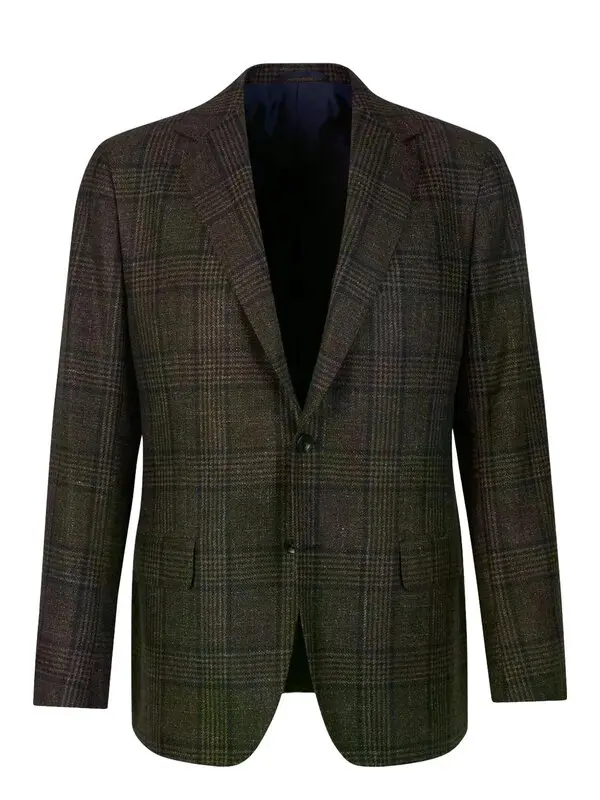 SARTORIO NAPOLI Checked Wool-blend Blazer - Brown