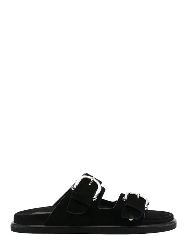 P.a.r.o.s.h Suede Flat Sandals - Black