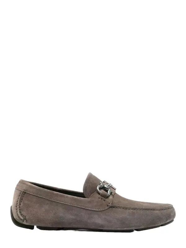 FERRAGAMO Gancini Plaque Loafers - Brown
