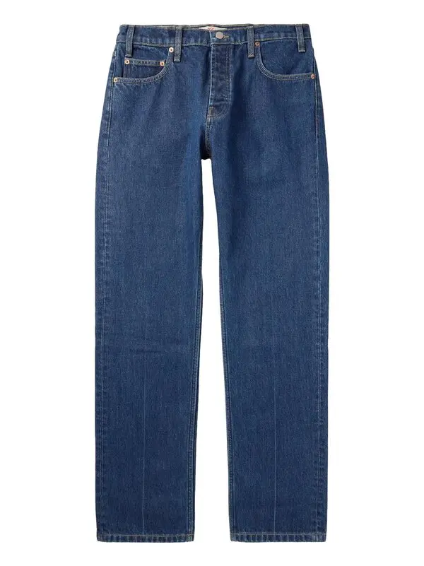 CHERRY LOS ANGELES Straight-leg Logo-embroidered Jeans - Blue