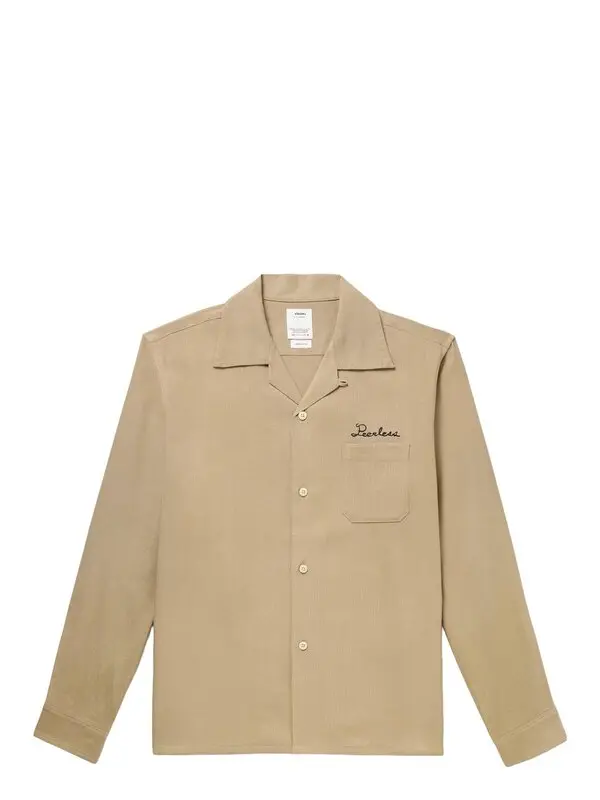 Visvim Keesey Convertible-collar Logo-embroidered Woven Shirt - Neutrals