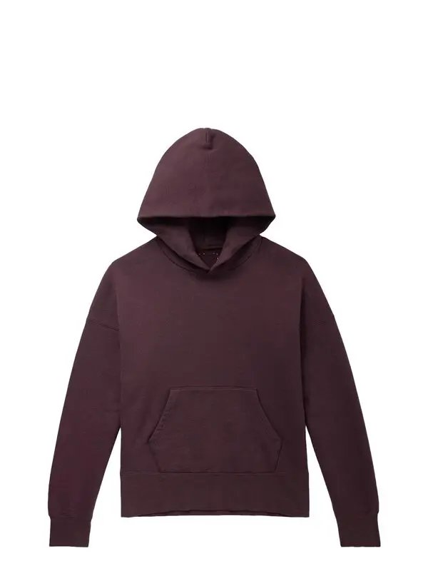 Visvim Court Garment-dyed Cotton-blend Jersey Hoodie - Burgundy