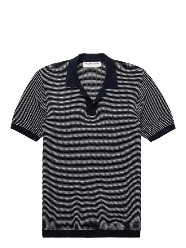 Orlebar Brown Roddy Waffle-knit Polo Shirt - Blue
