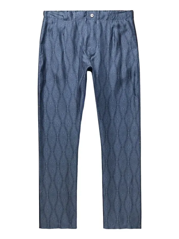 Etro Slim-fit Printed Silk-twill Trousers - Blue