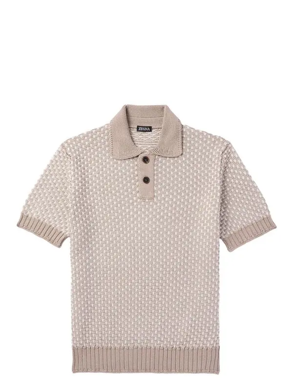 Zegna Silk, Cotton And Linen-blend Polo Shirt - Neutrals