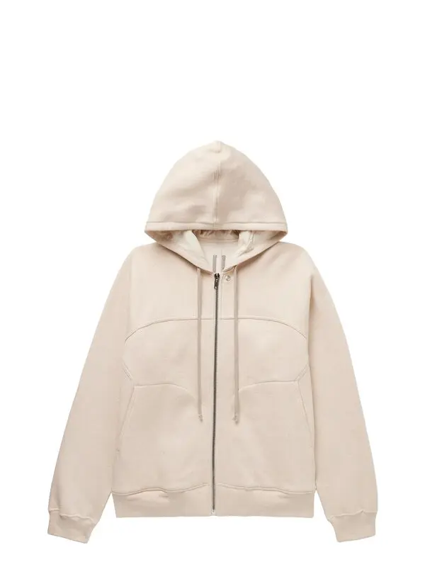 Rick Owens Panelled Cotton-jersey Zip-up Hoodie - Neutrals