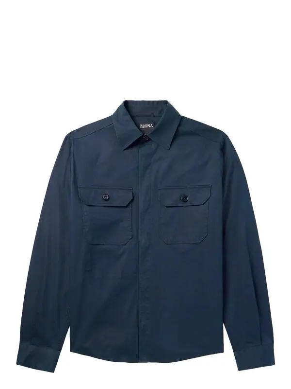 Zegna Cotton-blend Twill Overshirt - Blue