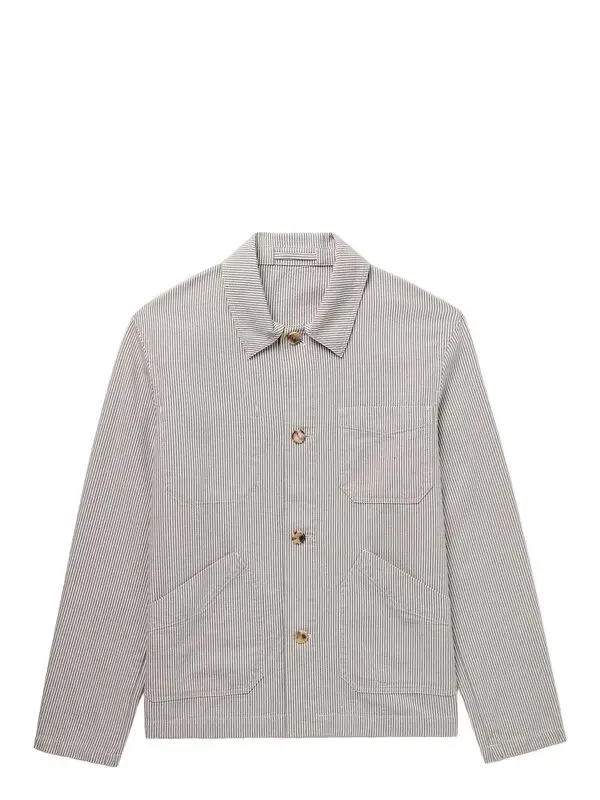 Mr P. Striped Organic Cotton Chore Jacket - Gray
