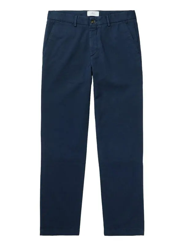 Mr P. Samuel Straight-leg Organic Cotton-blend Twill Chinos - Blue