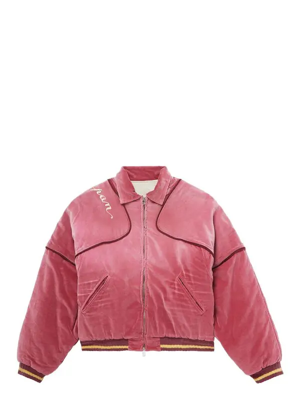 Kapital Logo-embroidered Cotton-velvet Bomber Jacket - Pink
