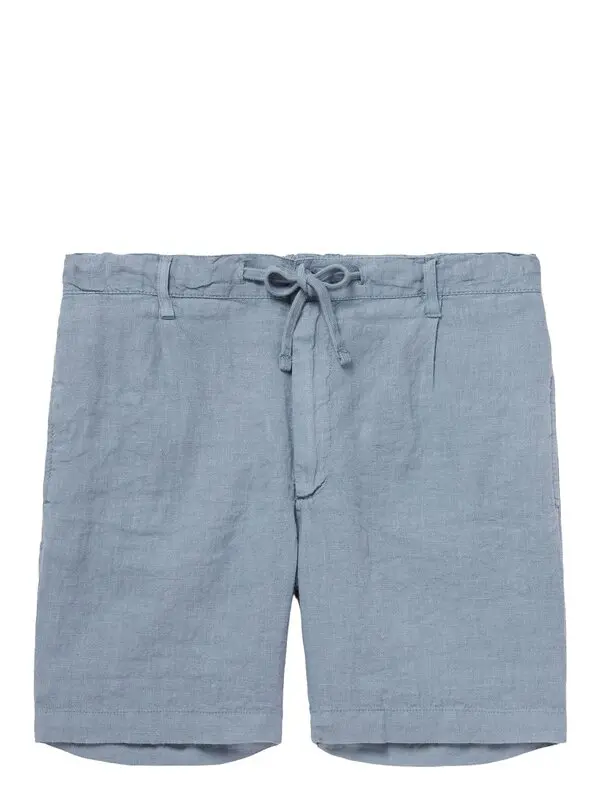 Hartford Straight-leg Linen Drawstring Shorts - Blue