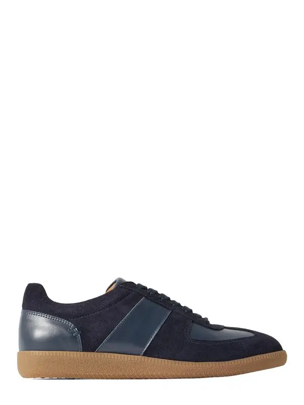 Mr P. Ansel Leather And Suede Sneakers - Blue