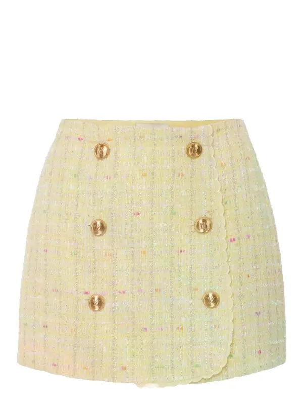 Elisabetta Franchi Lurex Bouclé Mini Skirt - Yellow