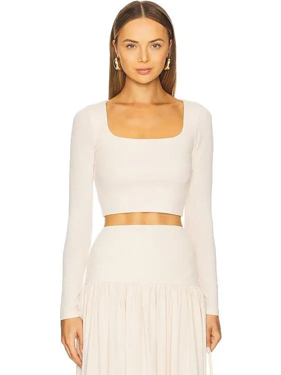 ELODIE THE LABEL Cleo Cropped Knit Top - Ecru