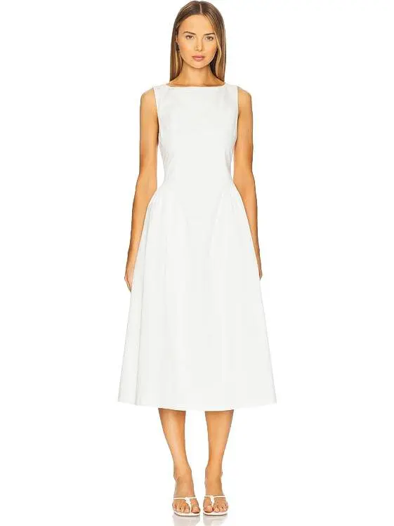 ELODIE THE LABEL Lennon Poplin Midi Dress - White