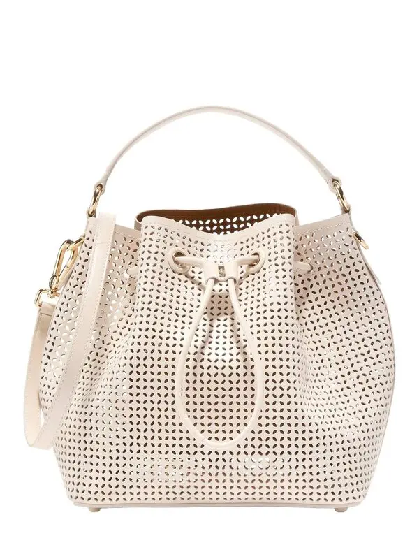 Cole Haan Lidia Perforated Leather Bucket Bag - Ivory Perf