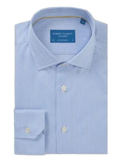 Robert Talbott Reynolds Mini Stripe Twill Classic Fit Shirt - Blue