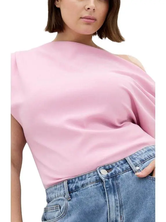 City Chic Imani One-shoulder Top - Soft Pink