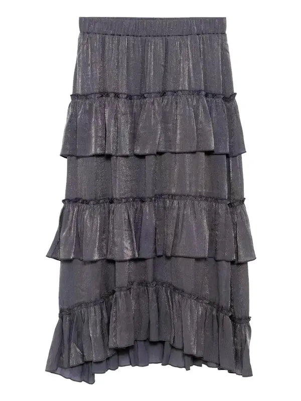 B+AB Tiered Ruffle Midi Skirt - Grey
