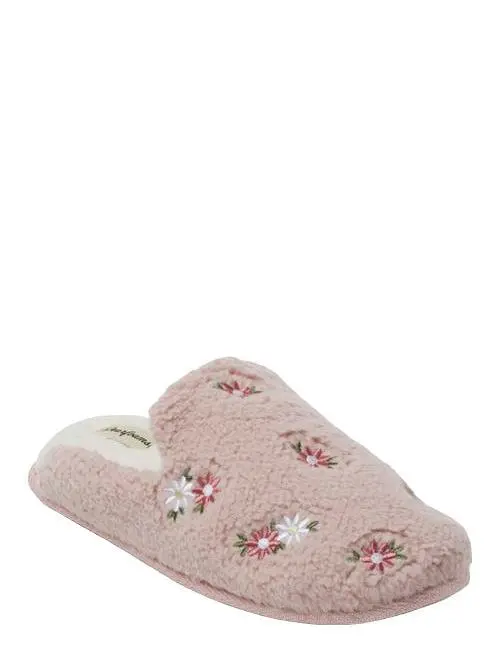 DEARFOAMS Teddy Tab Scuff Slipper - Pink Daisy