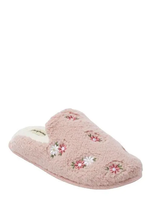 DEARFOAMS Teddy Scuff Slippers - Pink Daisy