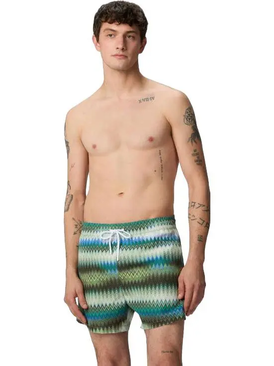 Missoni Swim Shorts With Gradient Micro Zigzag Print - Green