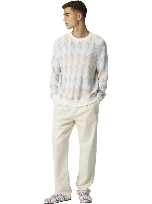 Missoni Gradient Cotton Blend Crewneck Sweater - White