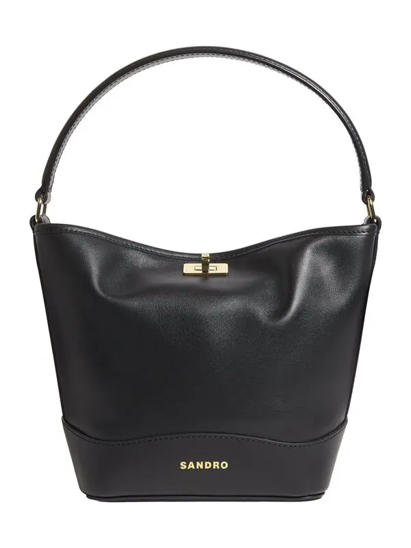 Sandro Leather Bucket Bag - Black