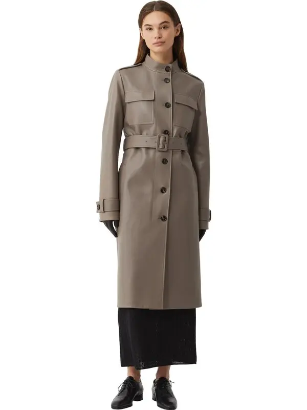 Veronica De Piante Celine Nappa Leather Coat - Gray