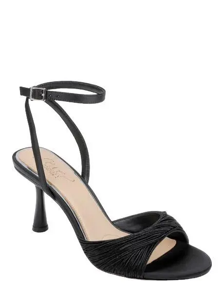 Badgley Mischka Nanette Braided Ankle Strap Sandal - Black Satin
