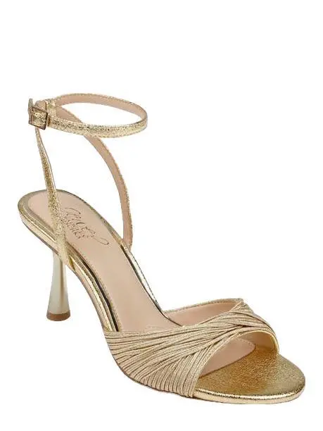 Badgley Mischka Nanette Braided Ankle Strap Sandal - Gold Textile