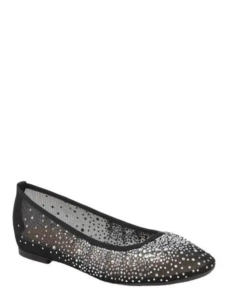 Badgley Mischka Nuala Embellished Flat - Black Mesh