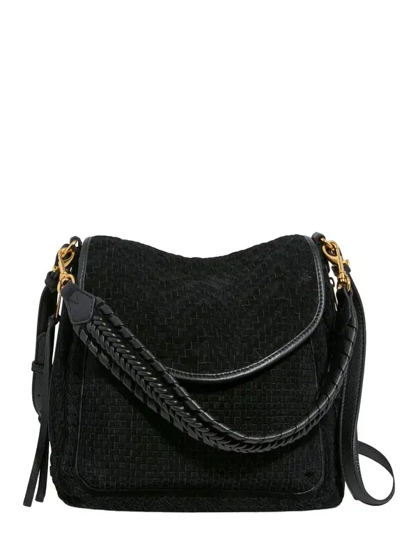 AIMEE All For Love Woven Convertible Shoulder Bag - Black Woven Suede
