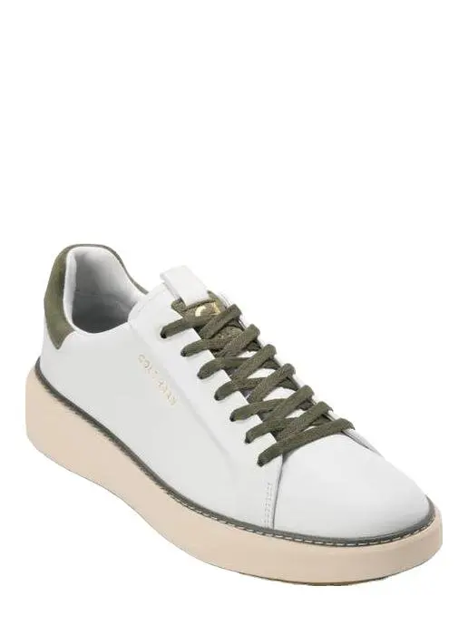 Cole Haan Grandpro Topspin Waterproof Golf Shoe - White/dusty Olive Suede