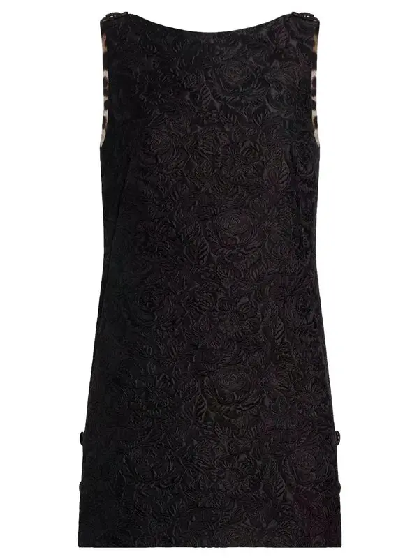 Dolce & Gabbana Floral-embroidered Mini Dress - Black