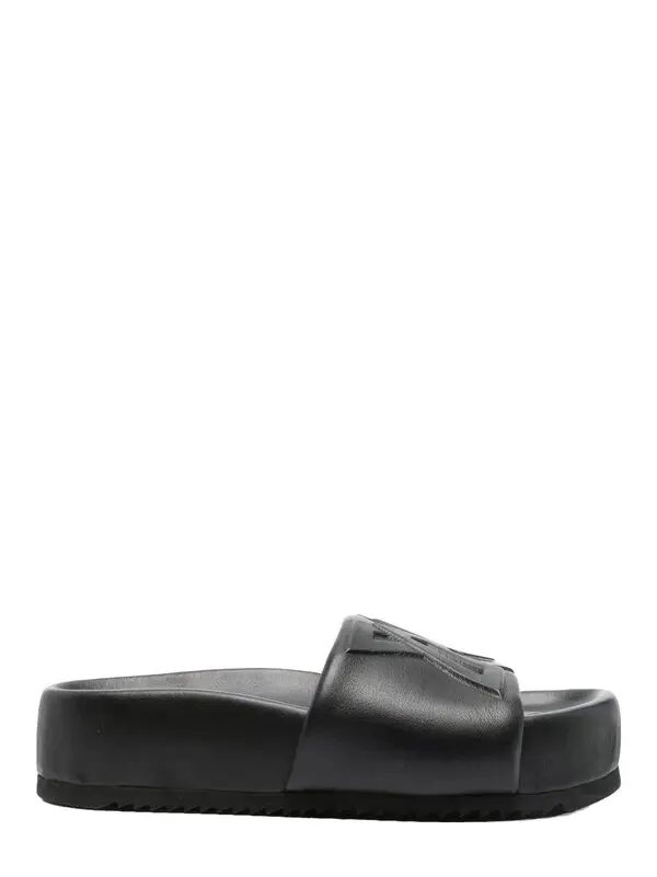 VIC MATIE Leather Slides - Black