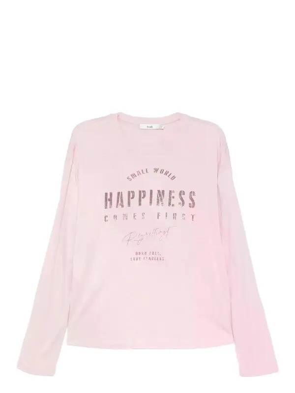 B+AB Slogan-print Long-sleeves T-shirt - Pink