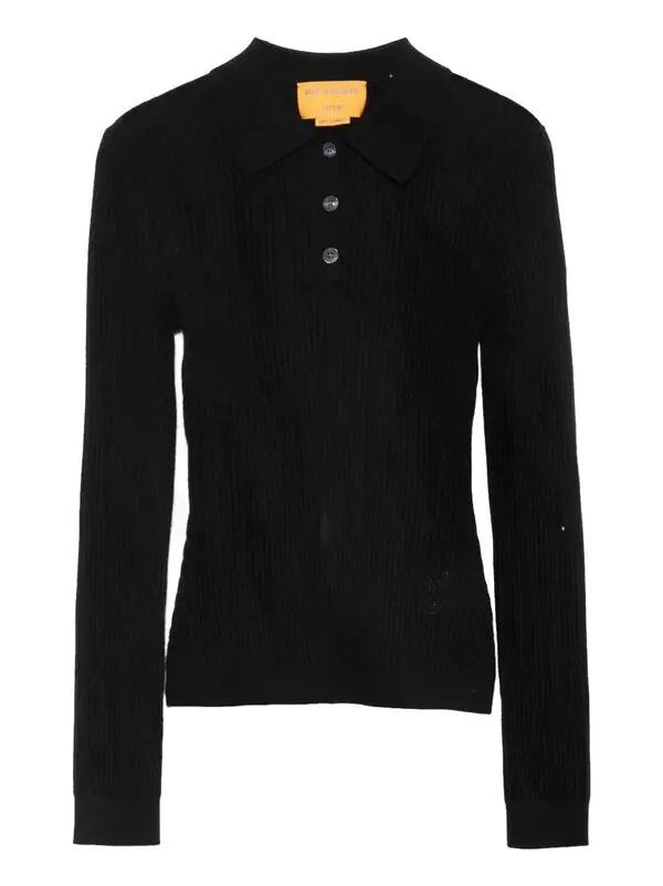 Guest In Residence Shrunken Cashmere Polo Top - Black