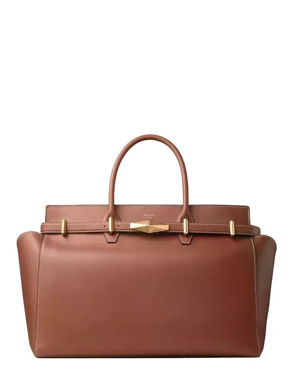 JIMMY CHOO Diamond Belted Tote - Brown
