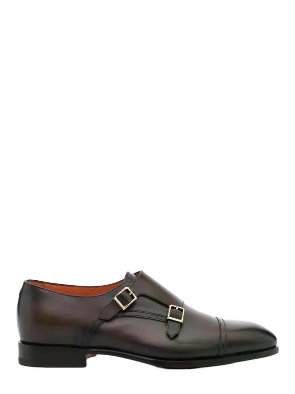 Santoni Leather Monk Shoes - Brown